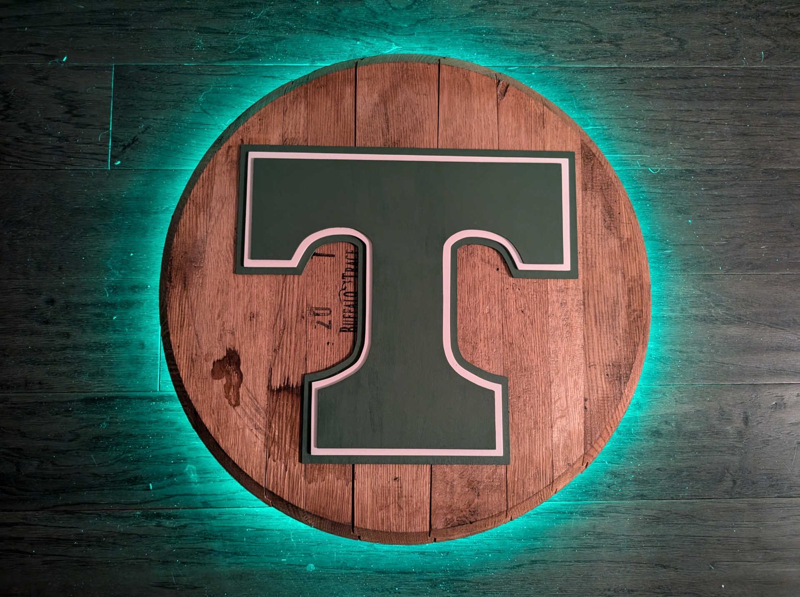 Trinity High School Logo Bourbon Barrel Head - Made By Jay Lane